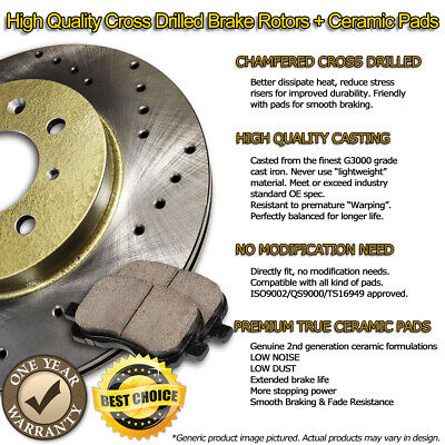 J0707 FIT 1996 1997 1998 Mitsubishi Eclipse Drilled Rotors Ceramic Pads ...