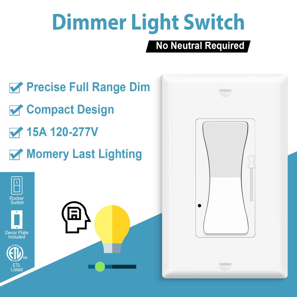 10 Packs LED Decora Rocker Dimmer, Single & 3-Way Switch, CFL 600W ...
