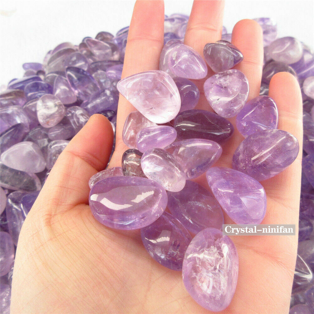50g Natural Amethyst Light Purple Quartz Lavender Tumbled Crystal Bulk ...