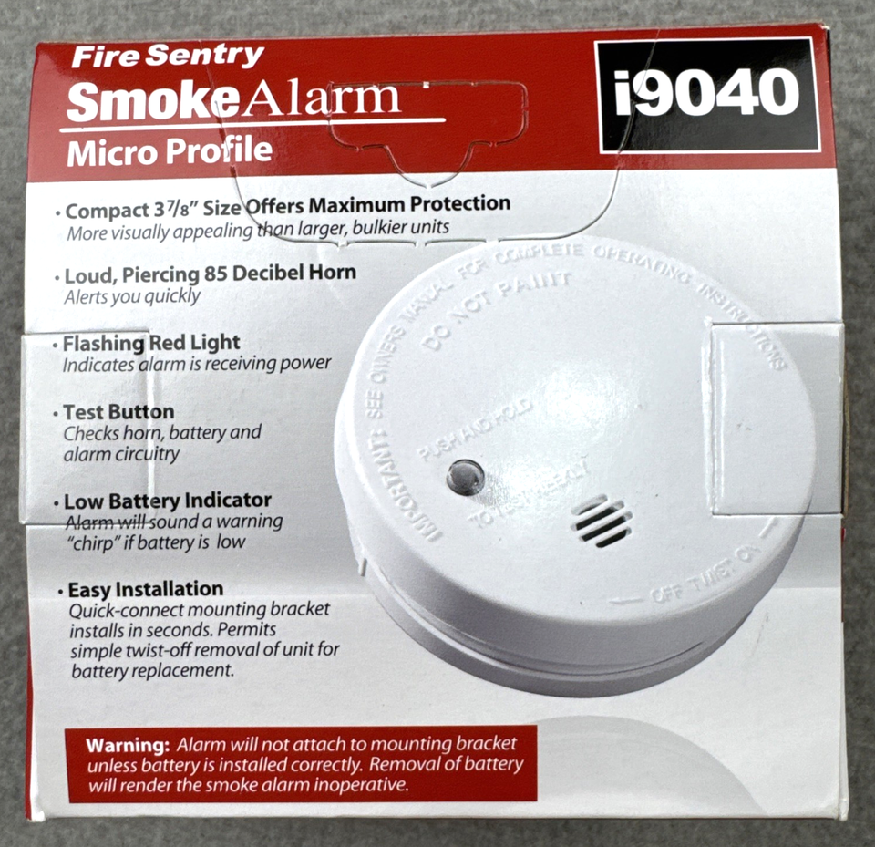 Kidde i9040 IONIZATION SMOKE DETECTOR Battery Power Home Fire Alarm ...