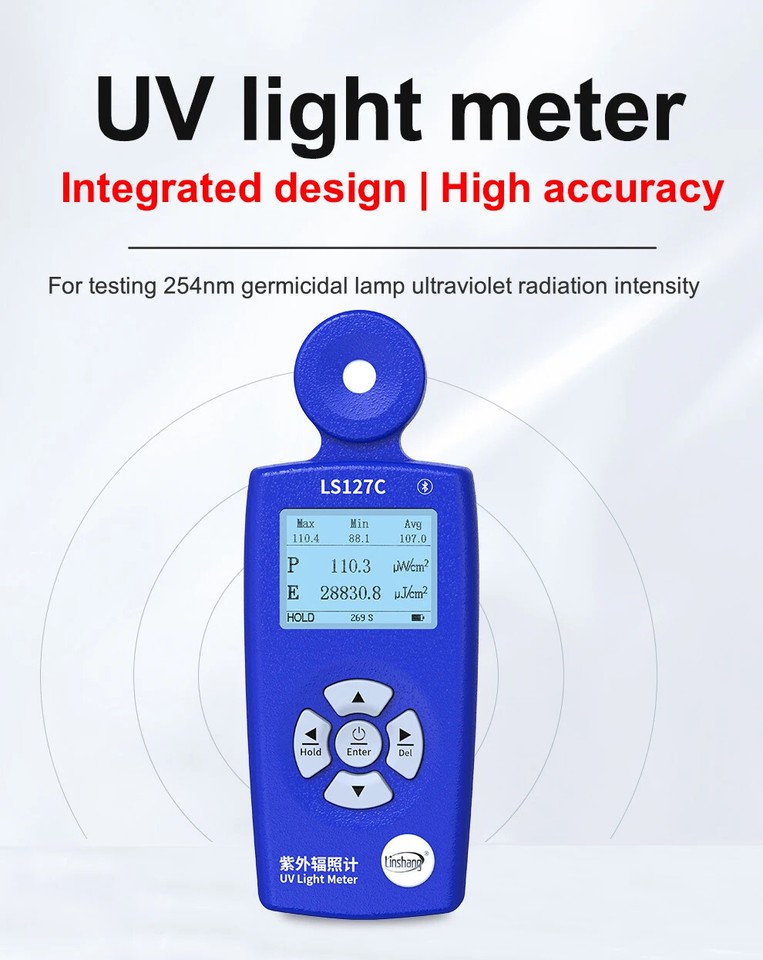 Uv Meter Digital Uvc Light Radiometer 254nm Germicidal Lamp High ...