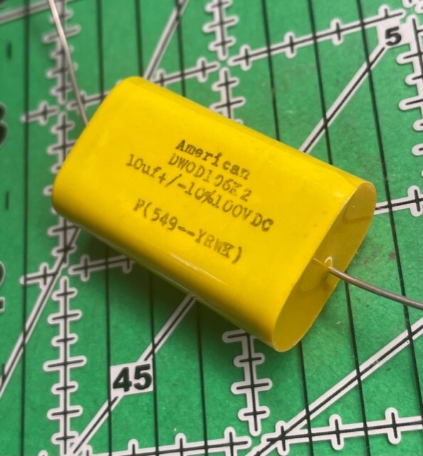 10uF 100v Axial Film Capacitor Metallized Mylar American Capacitor Corp ...