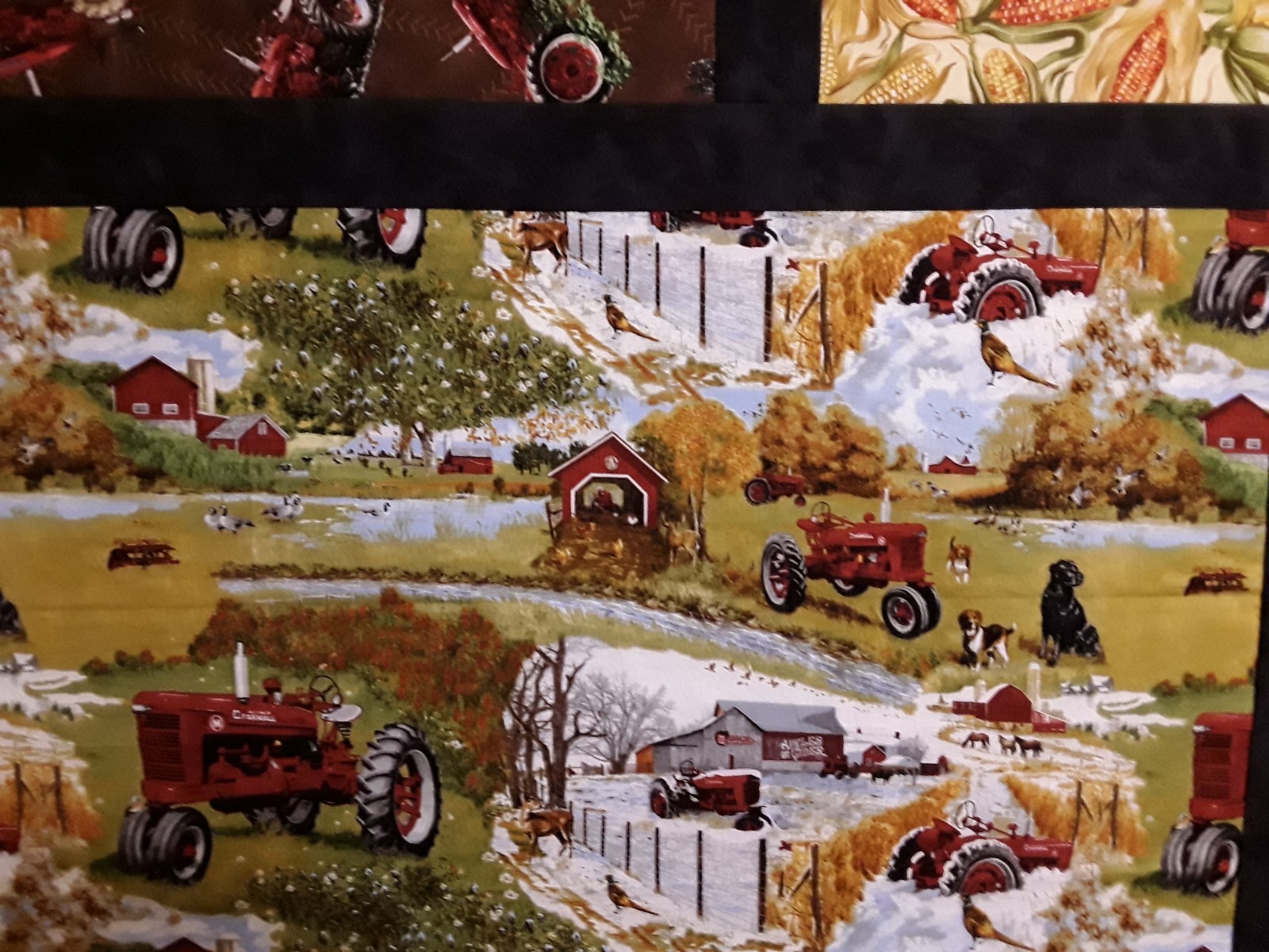 IH Tractors/Farmall/Scenic/Barns Themed Fabric Handmade Quilt-Top/54.5 ...
