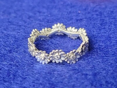 AUTHENTIC PANDORA SPARKLING DAISY FLOWER CROWN RING #198799C01 Size 7.5 ...