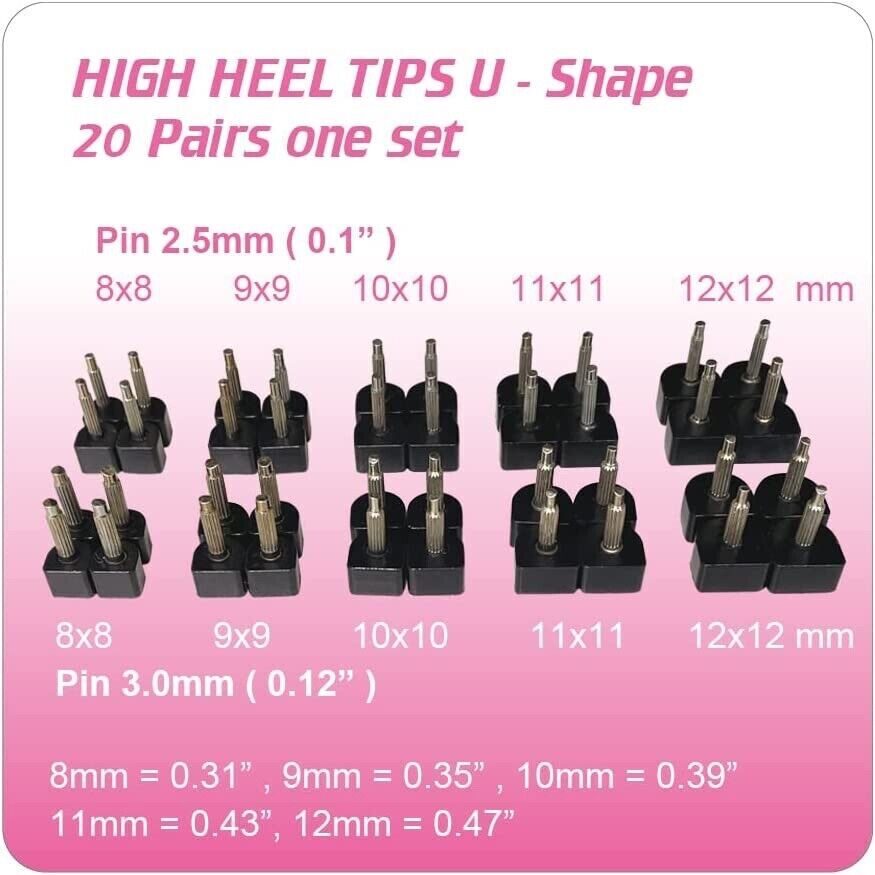 20 Pairs High Heal Tips for Shoe Heel Replacement, Women's Shoe Repair ...