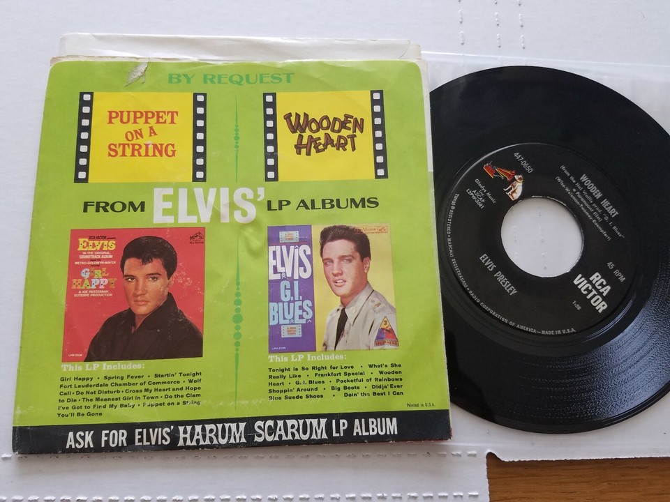 ELVIS PRESLEY - Puppet On A String / Wooden Heart 1965 RCA Rock 7" P/S ...