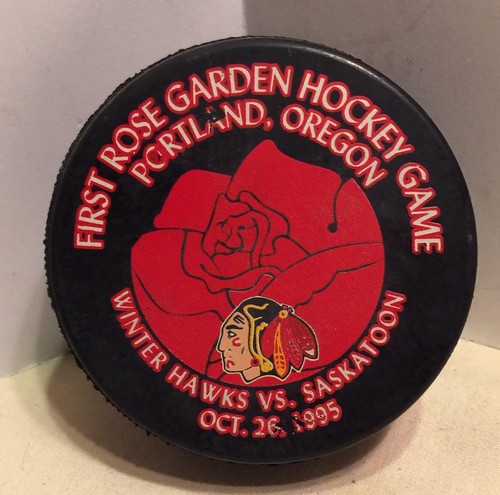 Vintage Portland Winter Hawks Hockey Puck 1995 WHL First Rose Garden ...
