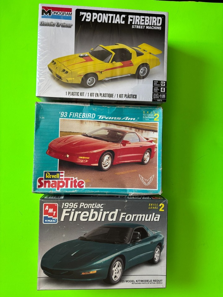 LOT OF 3 PONTIAC FIREBIRD MODEL KITS 1 EACH FROM AMT-REVELL-AND ...