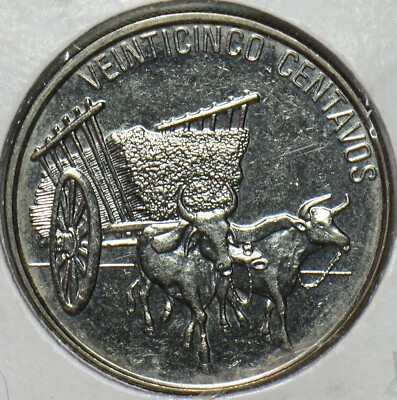 Dominican Republic 1991 25 Centavos Oxen animal BU 903705 combine ...