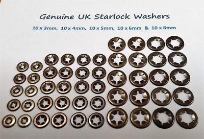 Starlock Washers For Shaft Retaining Push On Clips Spring Steel Star ...