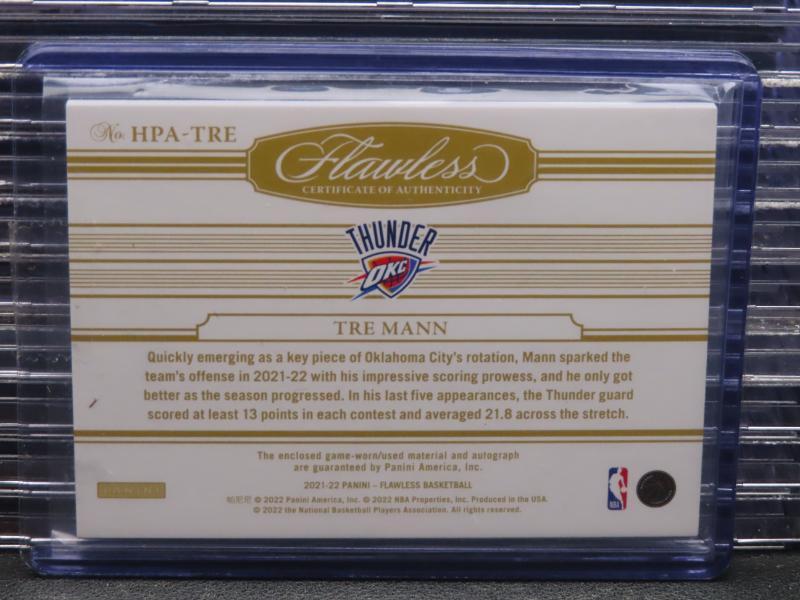 2021-22 Flawless Tre Mann Horizontal Rookie Patch Auto Autograph RC #1/ ...