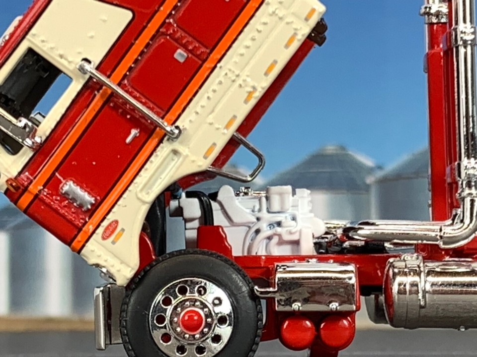 1/64 DCP RED/WHITE/ORANGE 352 PETERBILT COE W/ 110" SLEEPER & TURBO ...