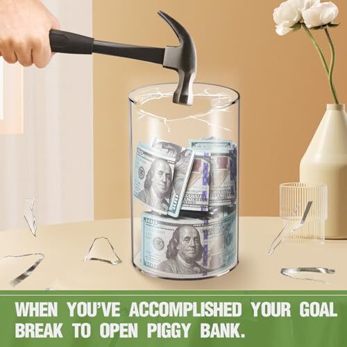 Clear Acrylic Piggy Bank Break to Open for Adults Boys Girls Birthday ...