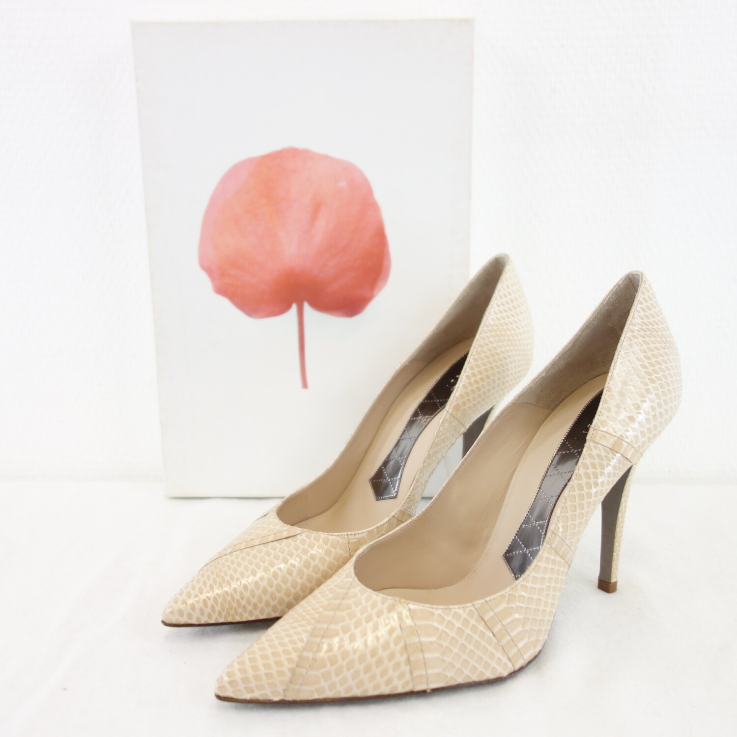 MAGRIT Pumps Shoes Ladies Stilettos Leather With Embossing Cream High ...