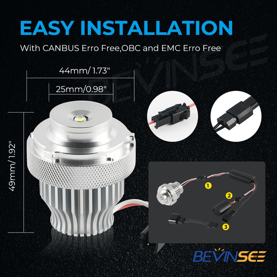 2X LED Angel Eyes Ring Marker Light For BMW E60 E61 LCI Halogen with ...