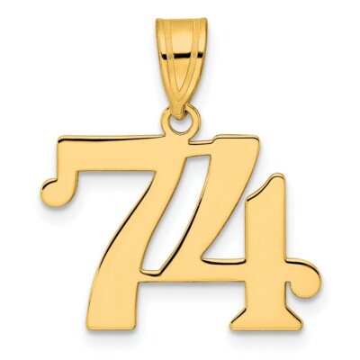 14K Yellow Gold Polished Number 74 Pendant | eBay
