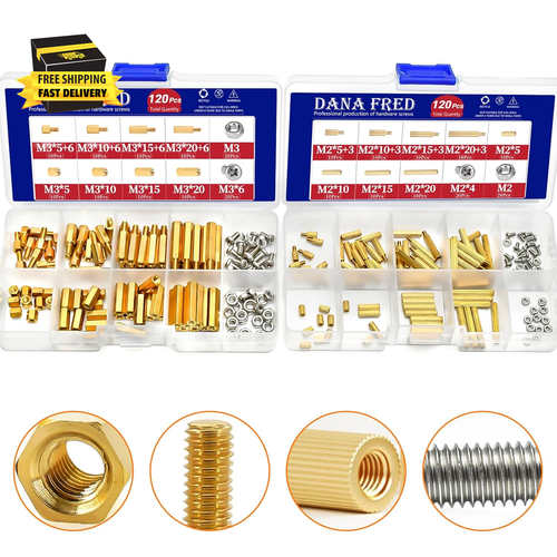 M2 M3 Hex Brass Standoff Spacers Nuts Screws Kit,240Pcs M2M3 Male ...