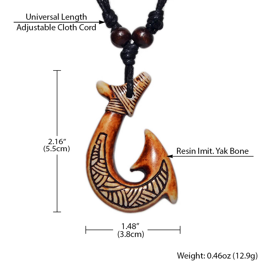 New Zealand Maori Fish Hook Pendant Necklace - Symbolic Artisan-Style ...