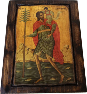 Saint St. Christopher - Orthodox Byzantine icon on wood handmade | eBay