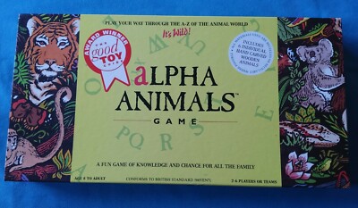 Alpha Animals Game 1991 - Wooden Playing Pieces Green Board Game Co ...