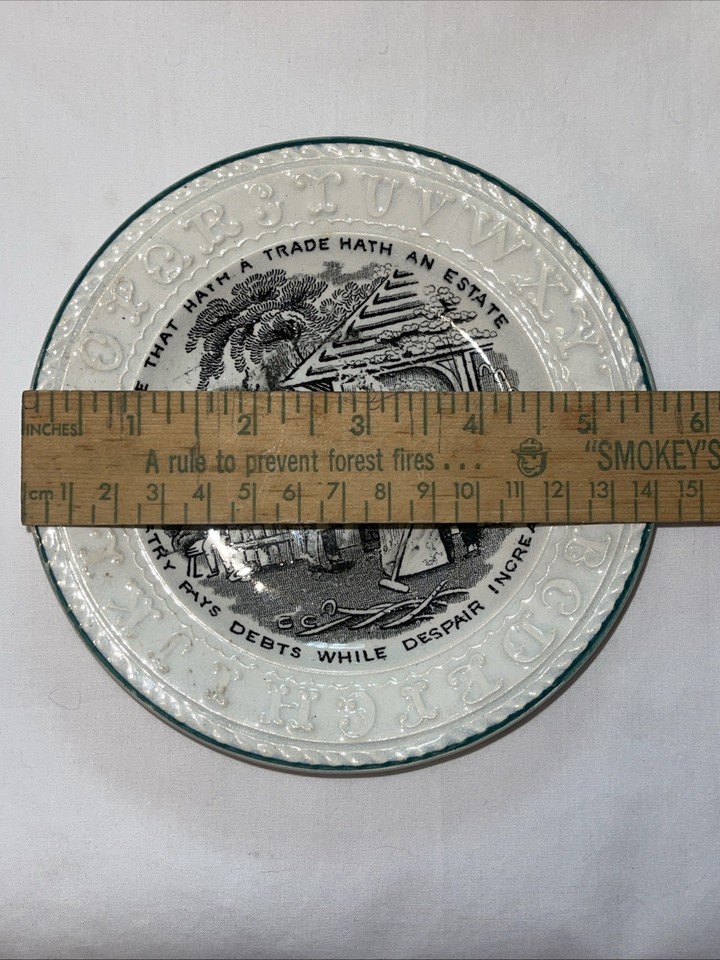 Set 19th Century ABC League Alphabet Plates, Staffordshire Transfer ...