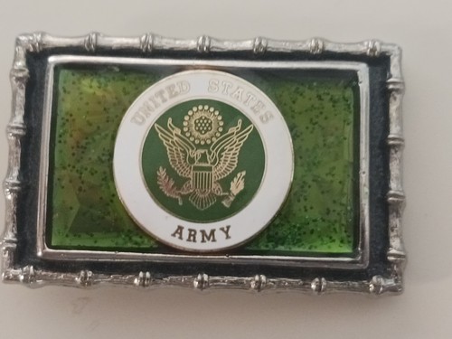Vintage United States Army Belt Buckle US Military Eagle Symbol green 3 ...