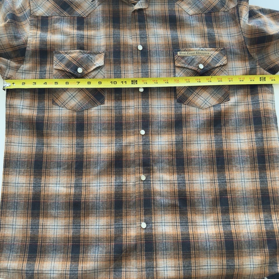 Jesse James Work Wear L-XL Pearl Snap Flannel Shirt Plaid West Coast ...