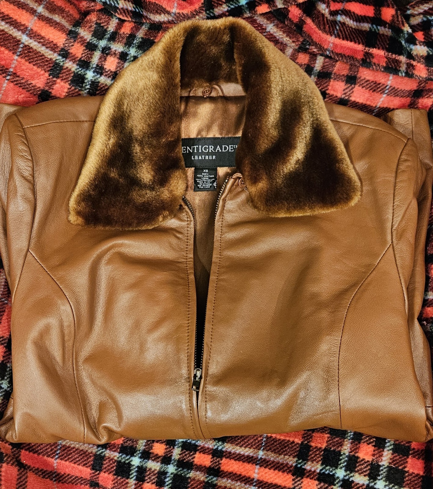 Centigrade Brown Leather Knee Lenth Coat XS - Gem
