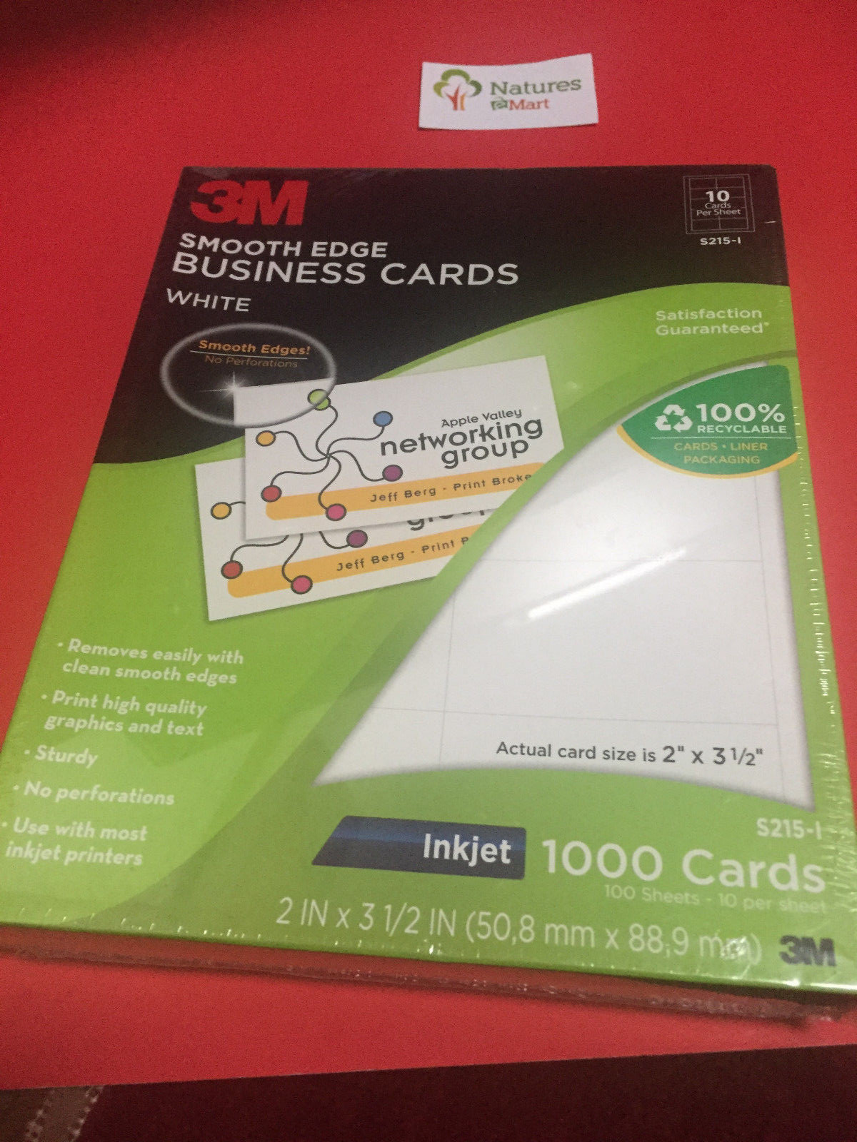 3M Smooth Edge Business Cards White S214-L 2" x 3 1/2" 1000 Cards | eBay
