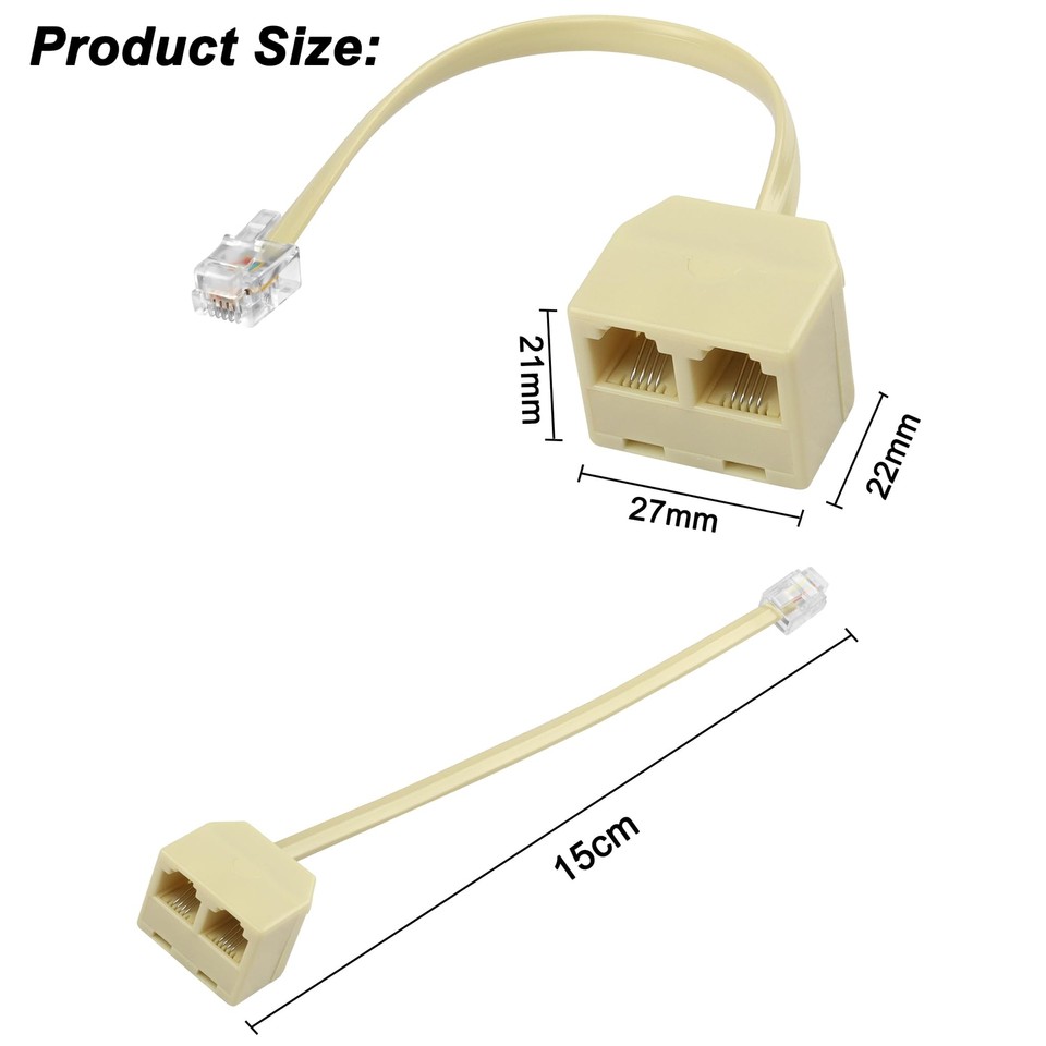 Phone Line Splitter RJ11 Telephone Splitters for Landline 6P4C Male to ...