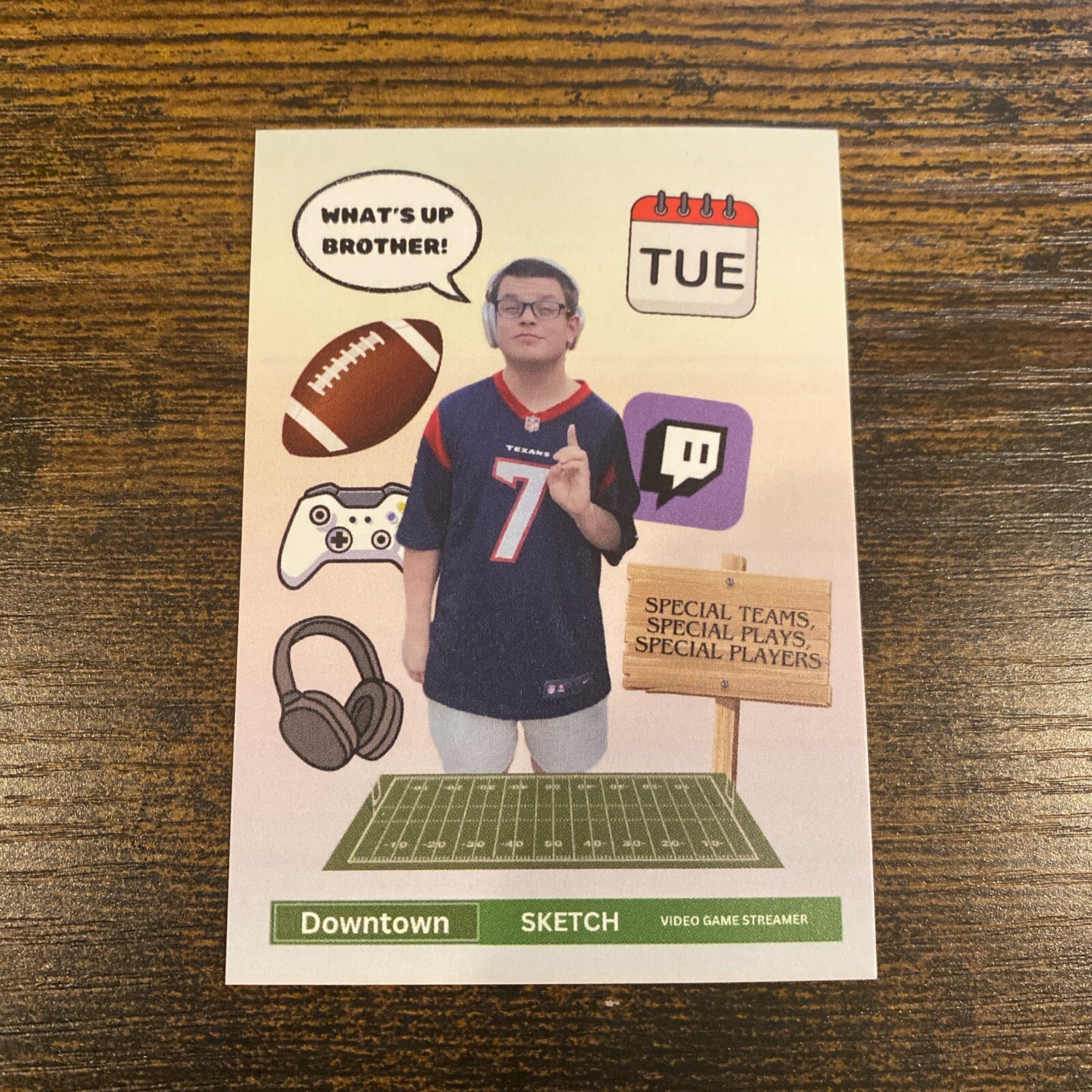 Sketch Custom Downtown Style Card Houston Texans Streamer “What’s Up ...