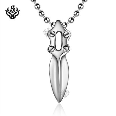 Silver spear spearhead pendant stainless steel ball chain knife sword ...
