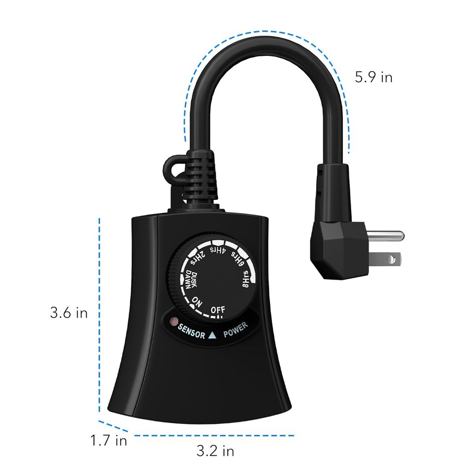 HBN Outdoor Light Timer Weatherproof Photocell Dusk to Dawn Light ...