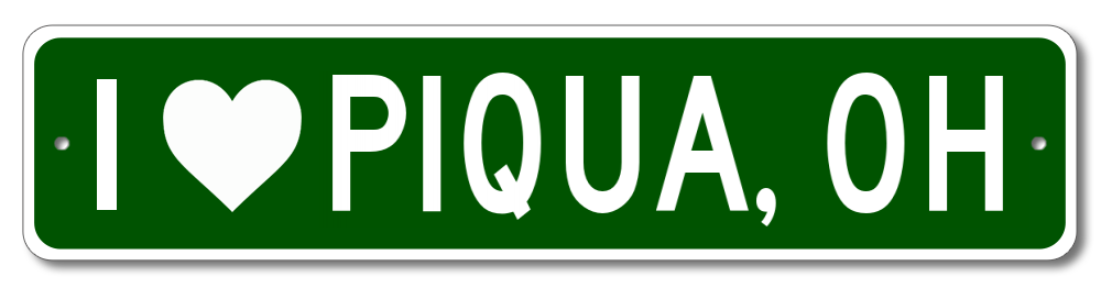 I Love Piqua, Ohio Metal Wall Decor City Limit Sign - Aluminum | eBay
