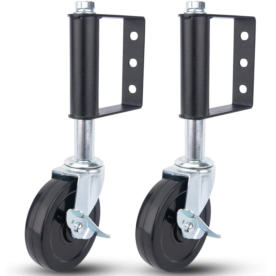 2 Pack Gate Wheels for Wooden Gate Heavy Duty Gate Wheel 4 Inch Spring ...