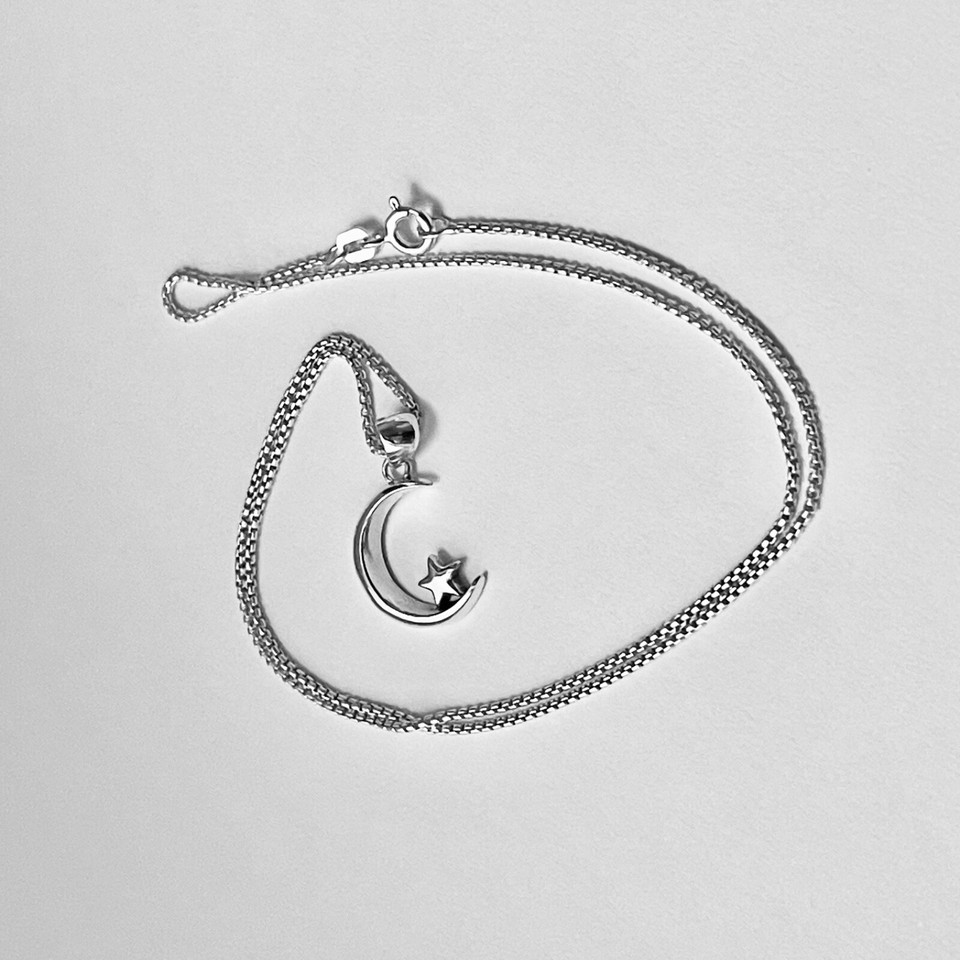 Sterling Silver Moon and Star Necklace, Silver Necklaces, Celestial ...