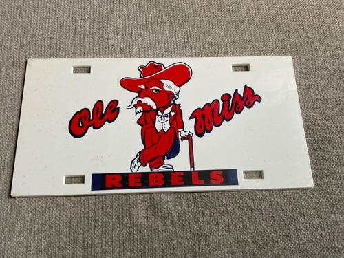 OLE MISS REBELS Col Colonel Reb License Plate White Sealed Football ...