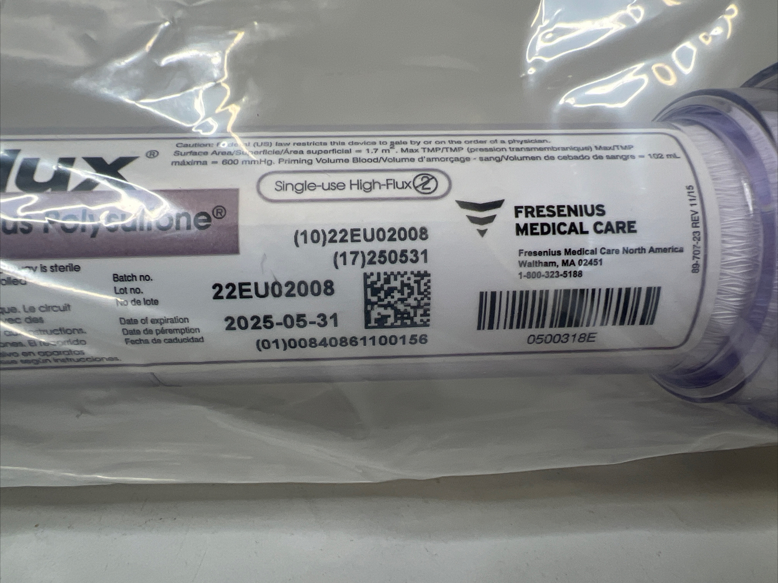 Fresenius Medical Optiflux Dialyzers - F180NR Optiflux Dialyzer, E-Beam ...