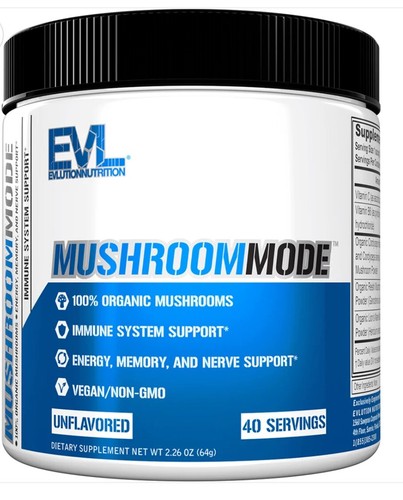 EVLution Nutrition MushroomMode Powder 40 Serv Immune/Energy/Memory ...