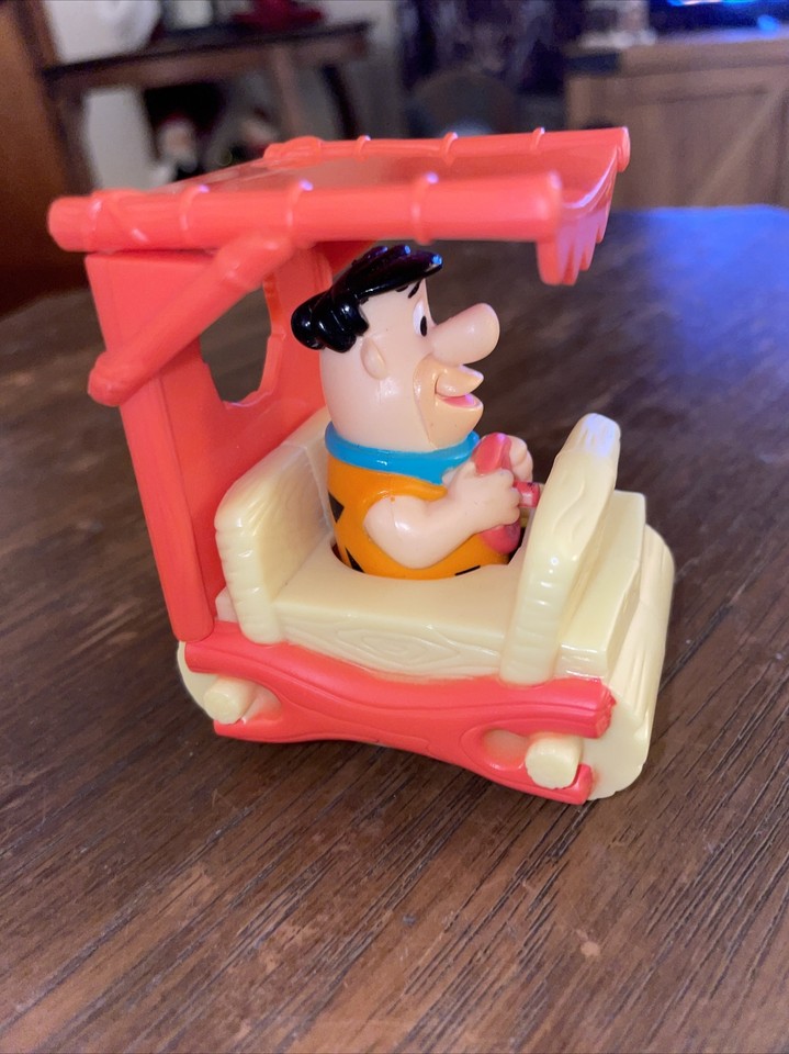 FRED FLINTSTONE BOUNCING FLINTMOBILE SUBWAY PROMO ORANGE YELLOW PLASTIC ...