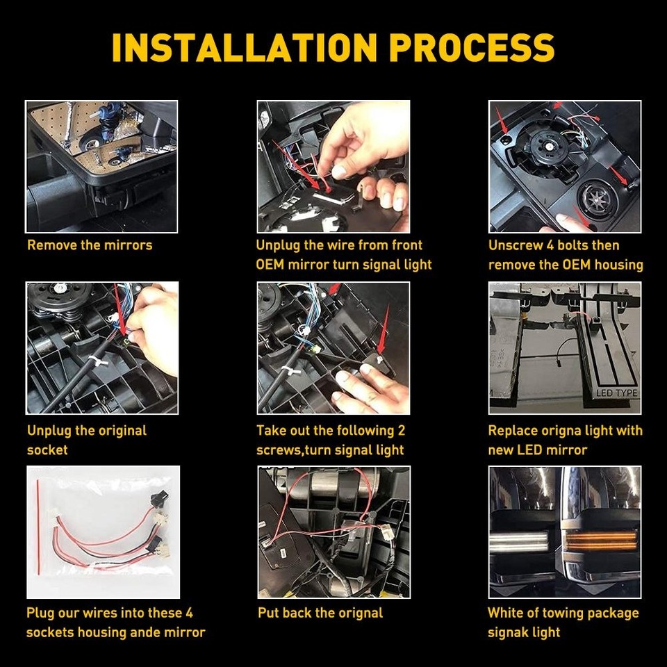 For Chevy Silverado GMC Sierra?White Amber LED Side Mirror Light Turn ...