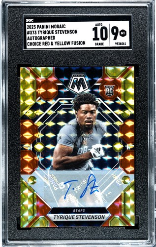 2023 Mosaic Tyrique Stevenson #373 SGC Auto 10, card 9, Fusion Red and ...