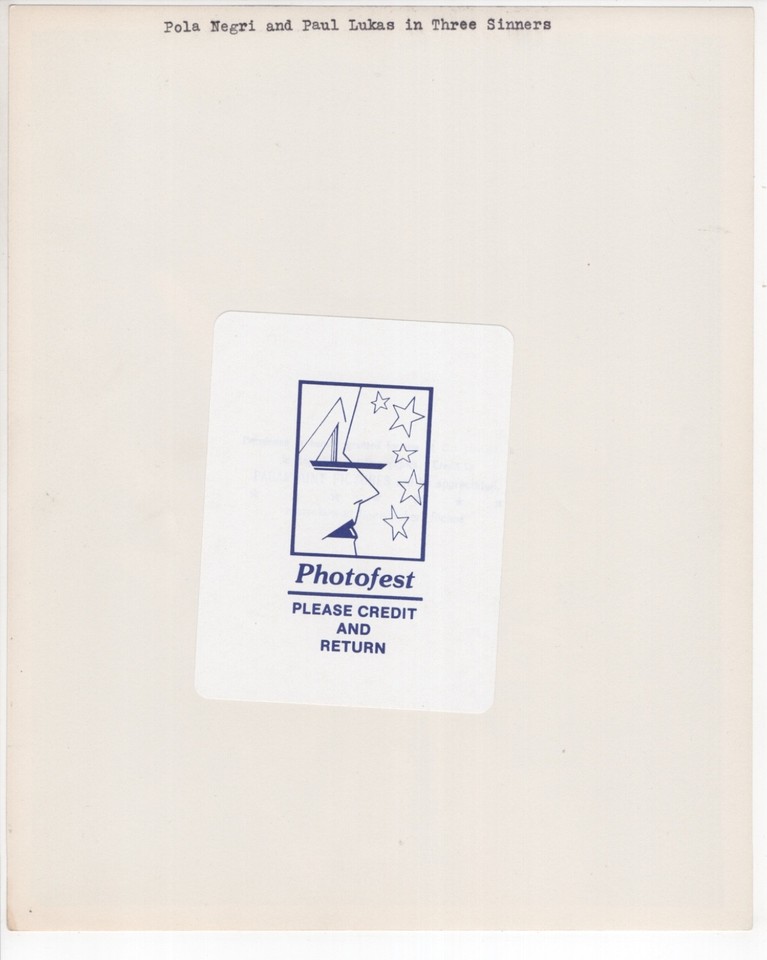 Pola Negri Paul Lukas Three Sinners 1928 Silent 8x10 Photo | eBay