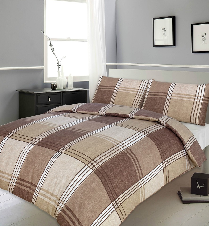 New Bedford Check Print Duvet/Quilt Cover Bedding Set - Single, Double ...