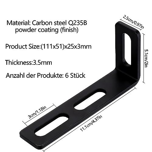 6 Pcs Adjustable Slotted L Brackets Black L Shaped Bracket With 3 Slots ...