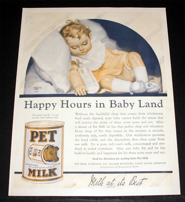 1923 OLD MAGAZINE PRINT AD, PET MILK, HAPPY HOURS IN BABY LAND, A ...