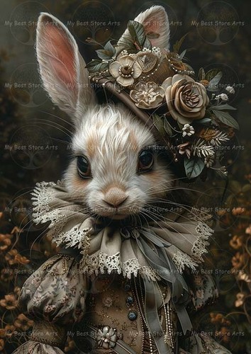 VICTORIAN LADY RABBIT ART PRINT, Gothic Poster, Animal Decor, Bunny ...