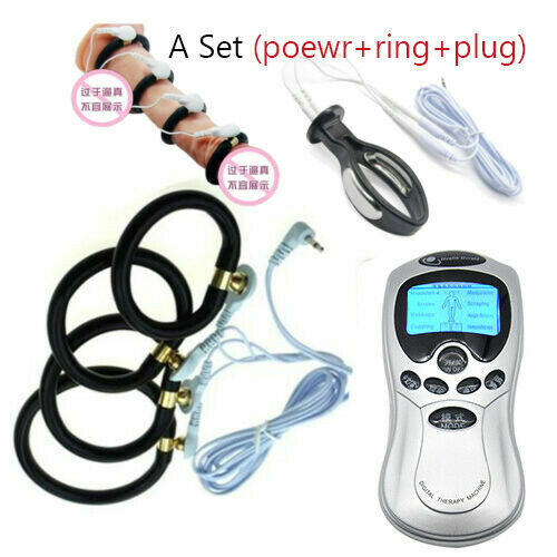 E-Stim Shock Cock Therapy Penis Ring Anal Butt Plug Stimulate Sex Toys ...