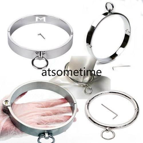 Metal Lockable Neck Cuff O Rings Collar Choker Posture Binding ...