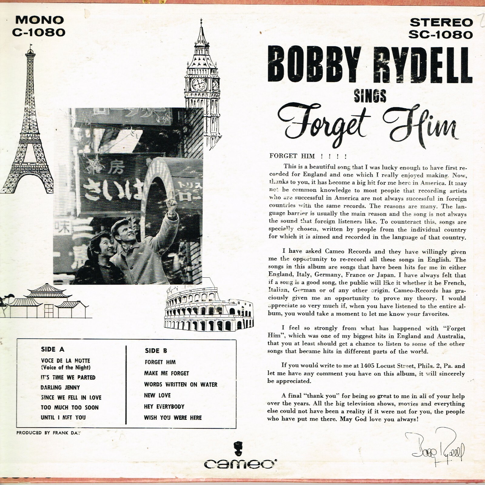 BOBBY RYDELL sings forget him U.S. CAMEO LP SC-1080_orig 1964 | eBay